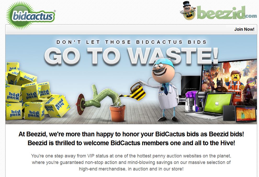 bidcactus-now-beezid - Best Penny Auction Sites